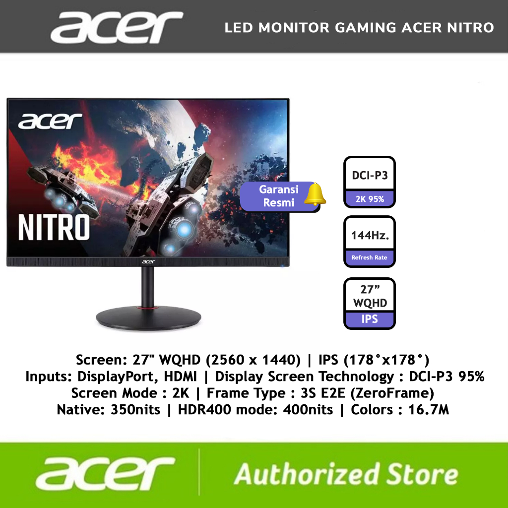 Jual LED Monitor Gaming Acer Nitro XV272U 27" 144Hz WQHD HDMI DP ...
