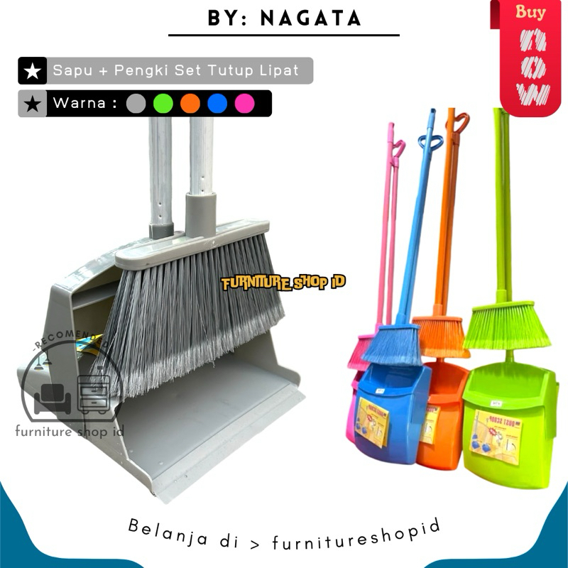 Jual Nagata - Set Pengki + Sapu Tutup Lipat - Dust Pan Set 742s - Sapu ...