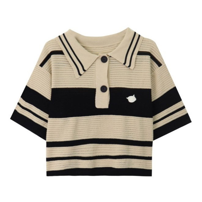 Jual MISS'O BJ1725 Baju Atasan Kaos Berkerah Rajut Wanita Lengan Pendek Crop top Fashion Korea ...