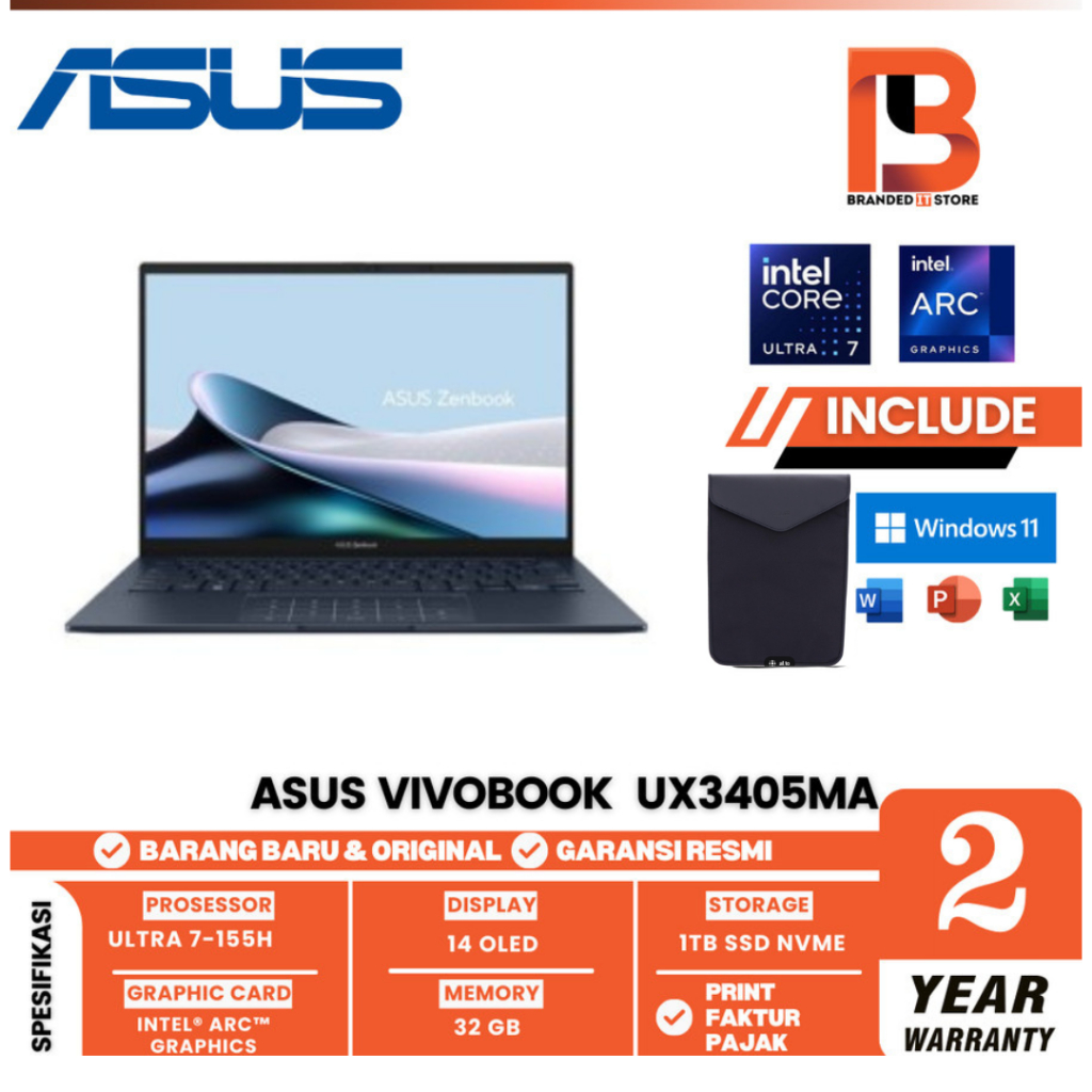 Jual LAPTOP ASUS ZENBOOK 14 OLED UX3405MA-OLEDS713 | ULTRA 7-155H 32 ...