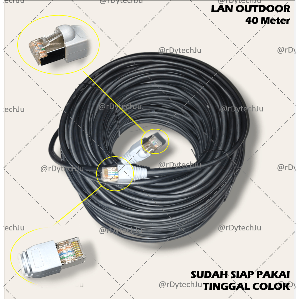 Jual Kabel LAN Outdoor 40 Meter FTP CAT5e (Sudah di rakit / sudah ...