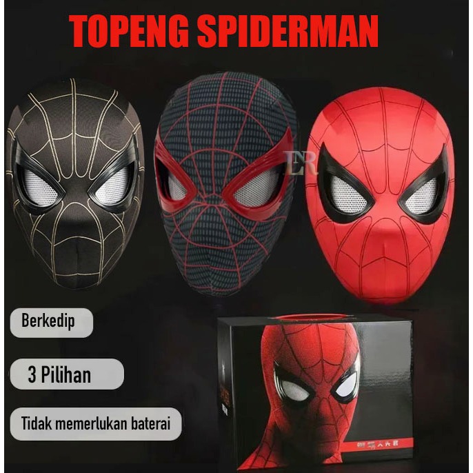 Jual LNR Shop Topeng Spider-Man Miles Mata Bisa Bergerak Penutup Kepala ...