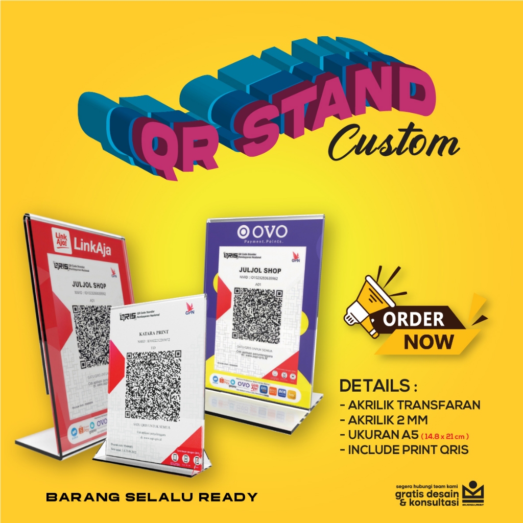 Jual AKRILIK / DISPLAY BROSUR / STAND QRIS A5 / DISPLAY NOMOR MEJA ...