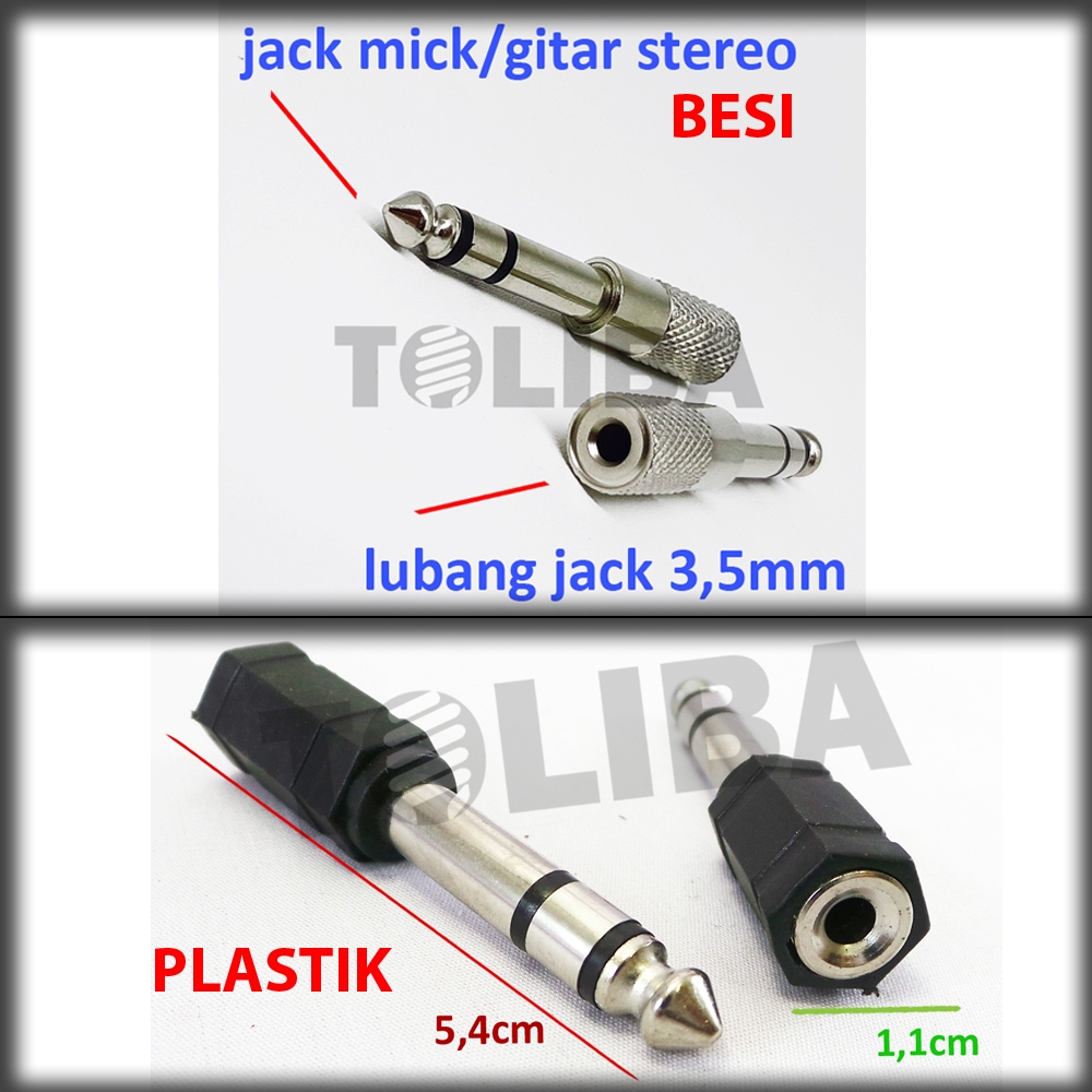 Jual converter konektor jack mic 6,5 mm akai male ke stereo 3,5 mm ...