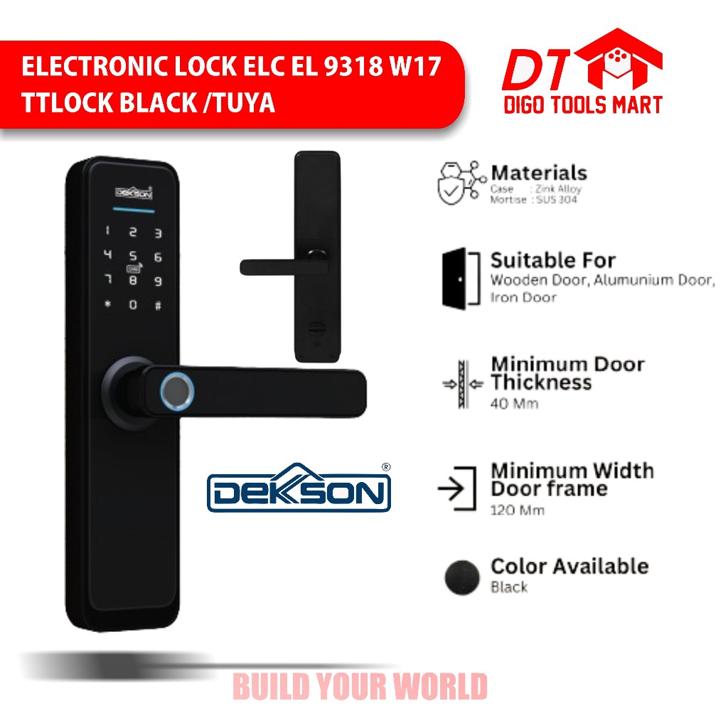 Jual Smart Modern Electronic Lock DEKKSON ELC MF PASS W17 TT Lock Black ...