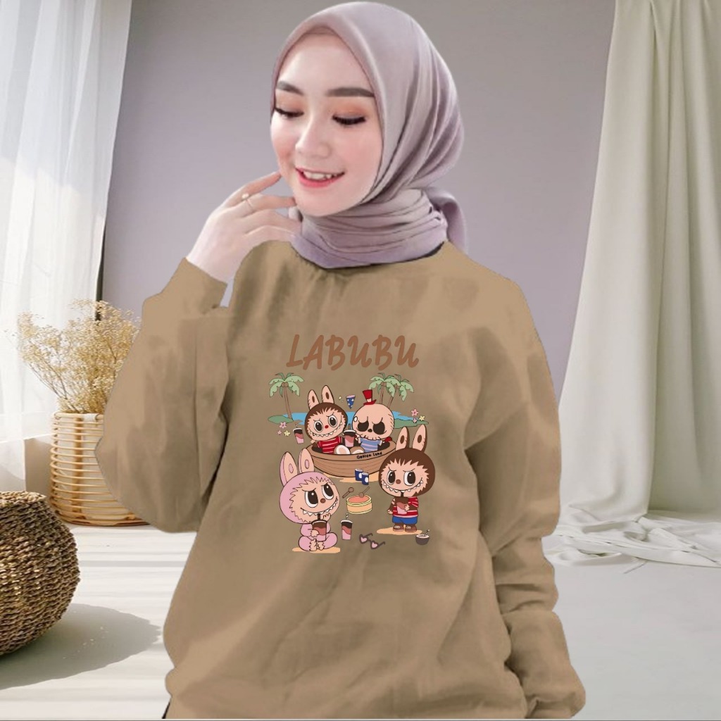Jual Kaos Labubu Kaos Atasan Lengan Panjang Wanita Kartun LABUBU QOTTON ...