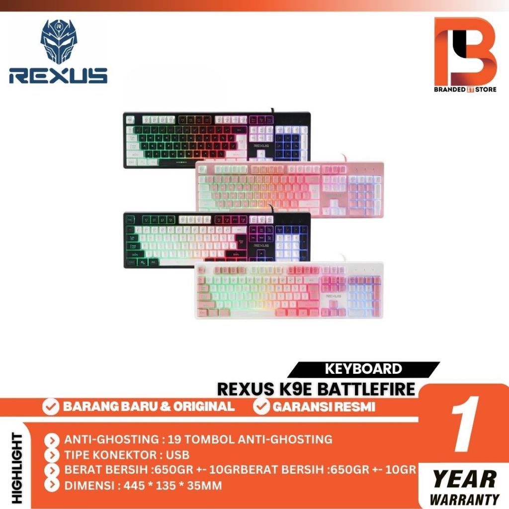 Jual Rexus K9E Battlefire Keyboard Gaming Full Size - ORIGINAL | Shopee ...