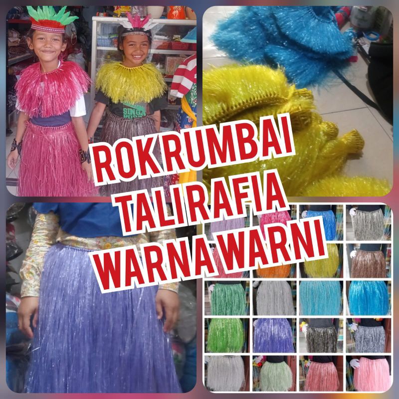 Jual Rok Rumbai Tali Rafia Warna Warni Buat Acara Tari Sajojo, pentas ...