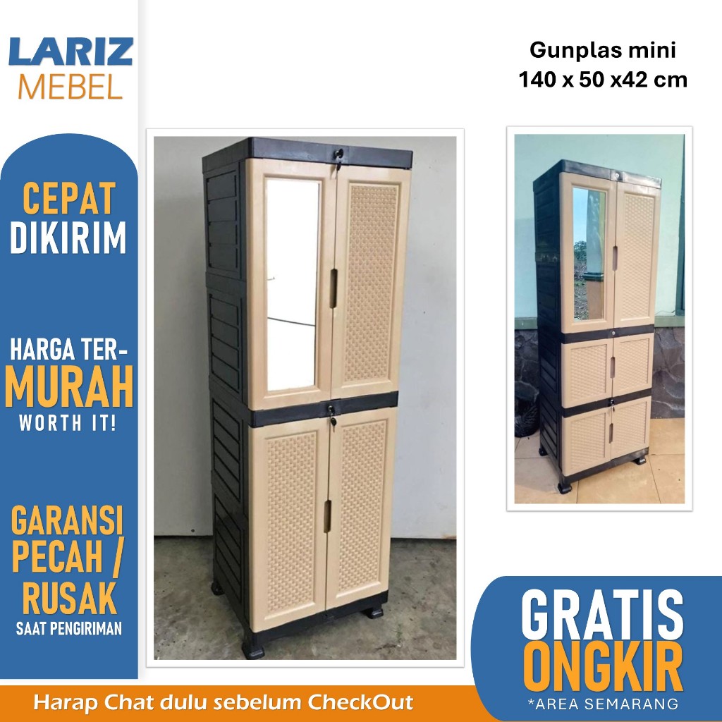 Jual PROMO Lemari Plastik Gunplas mini 4 susun gantung full rak cermin ...