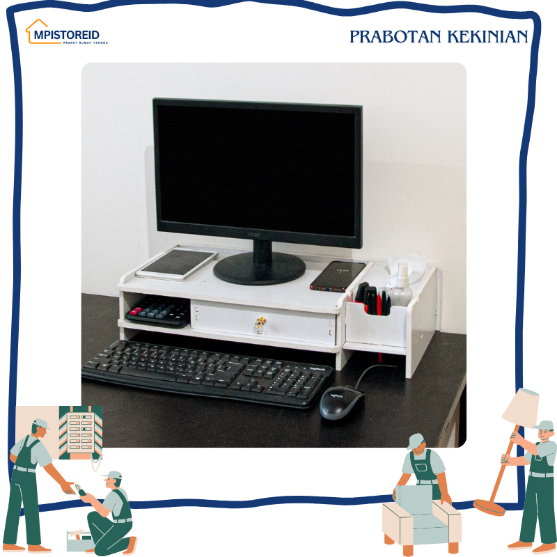 Jual Meja Stand dudukan Monitor Ergonomis dengan tempat tissue dan laci ...