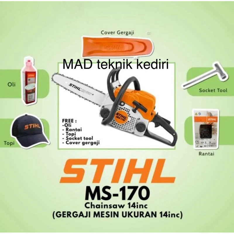 Jual Chainsaw STIHL MS 170 original SENSO Stihl MS170 Gergaji Kayu 14 inch ASLI 100 Shopee Indonesia