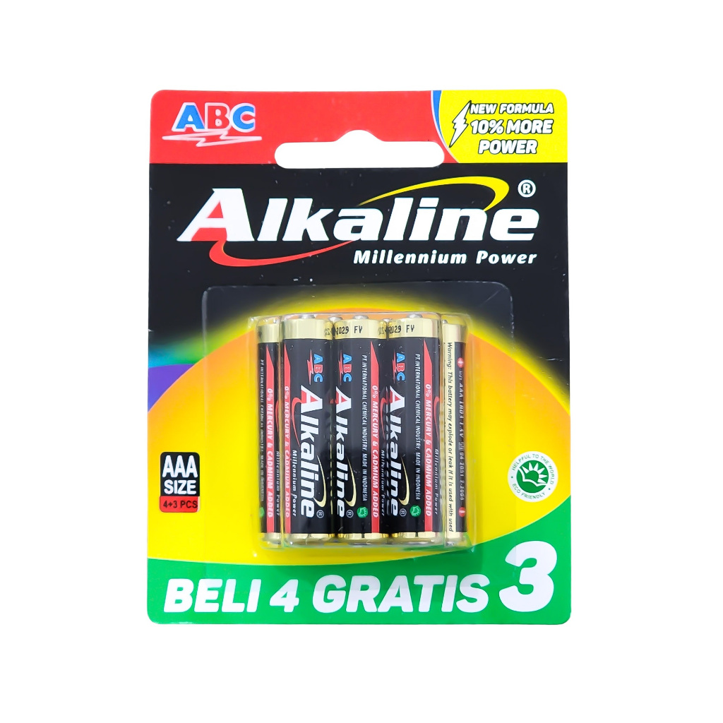 Jual Baterai Battery ABC Alkaline AAA LR03 (4+3) | Shopee Indonesia