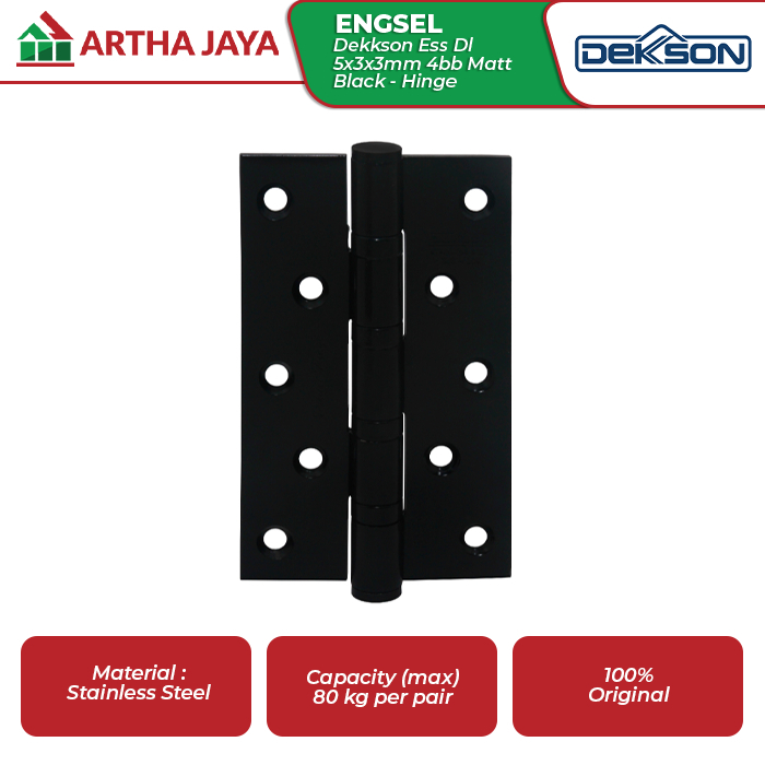 Jual DEKKSON ESS DL 5X3X3MM 4BB MATT BLACK - HINGE / Engsel Kupu ...