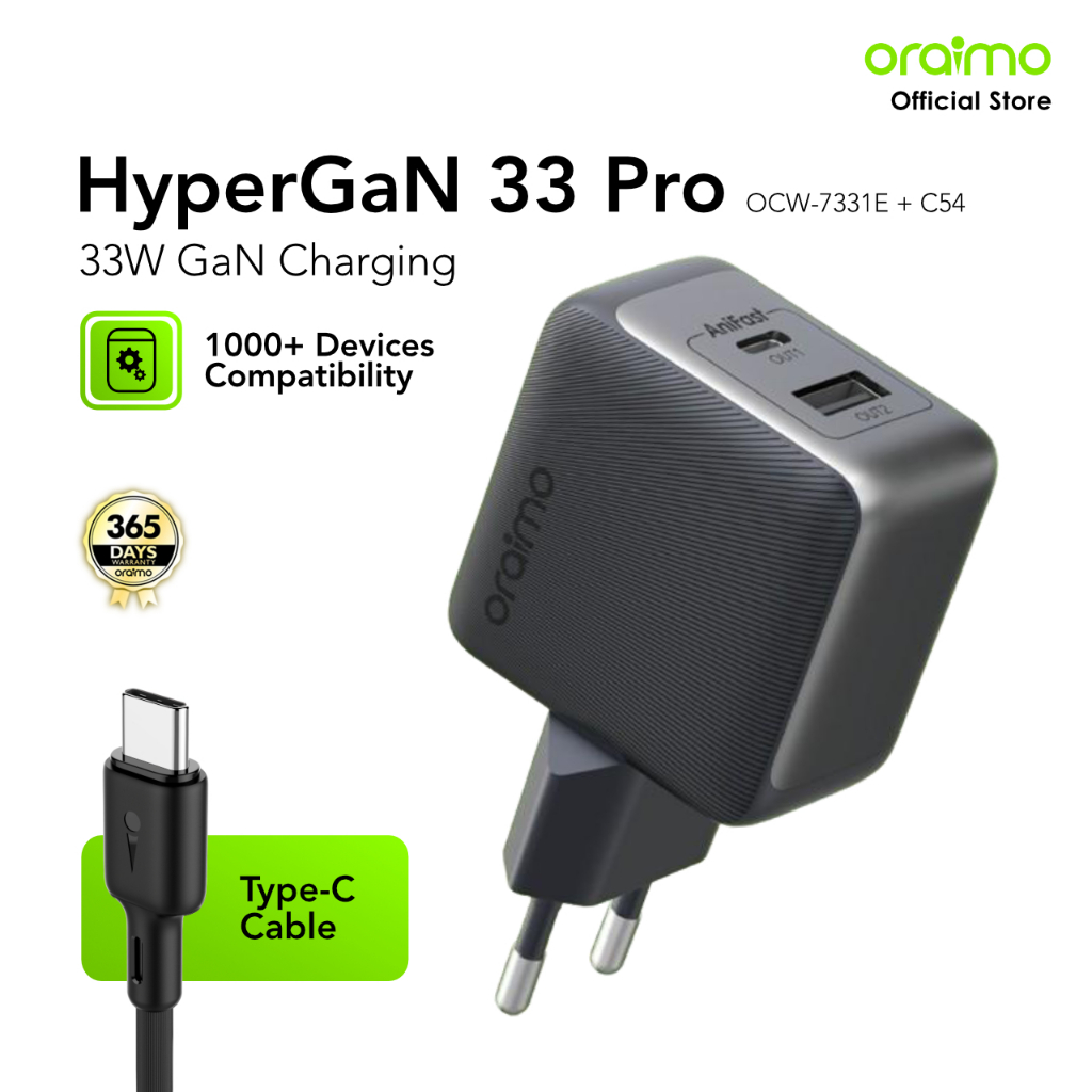 Jual oraimo Pengisi Daya Adaptor Portabel Hypergan 65W Triple Output ...