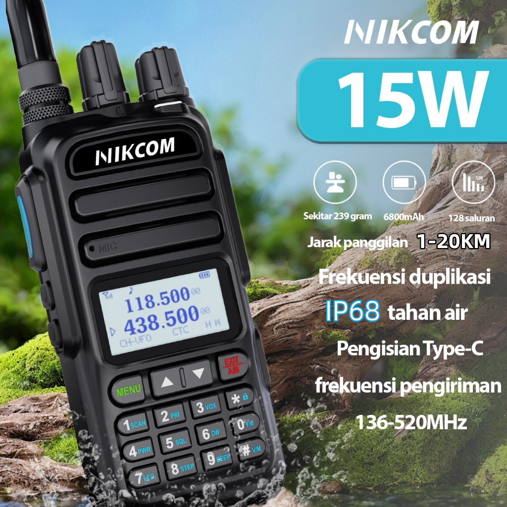 Jual NIKCOM HT Band Penuh 136-520MHz Walkie Talkie Portabel Pengisian Daya TIPE C Pengikatan ...