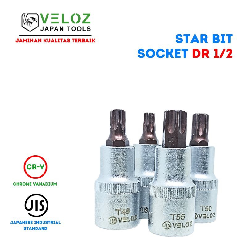 Jual VELOZ Star Bit Socket DR 1/2" ukuran T40 T45 T50 T55 / Mata Kunci ...