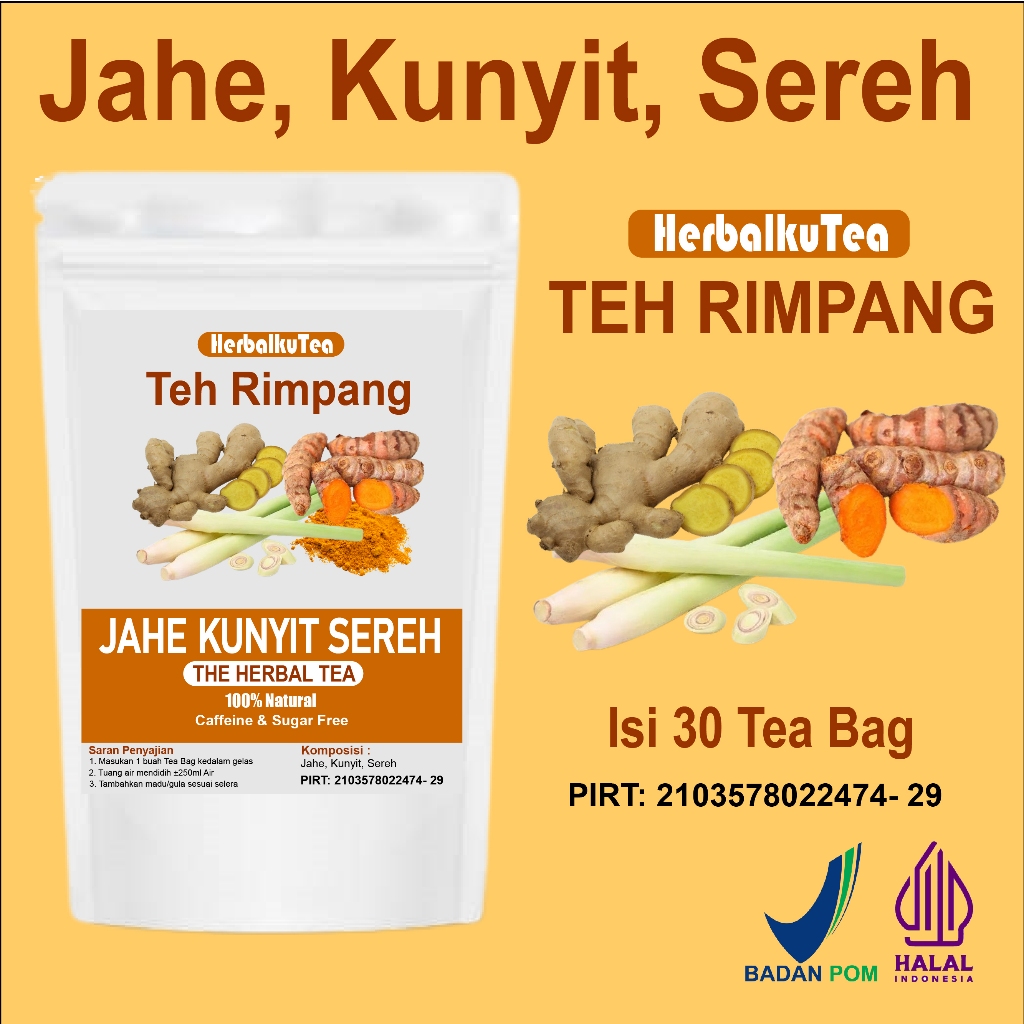 Jual TEH JAHE, KUNYIT & SEREH / GINGER, TURMERIC & LEMONGRASS TEA ...