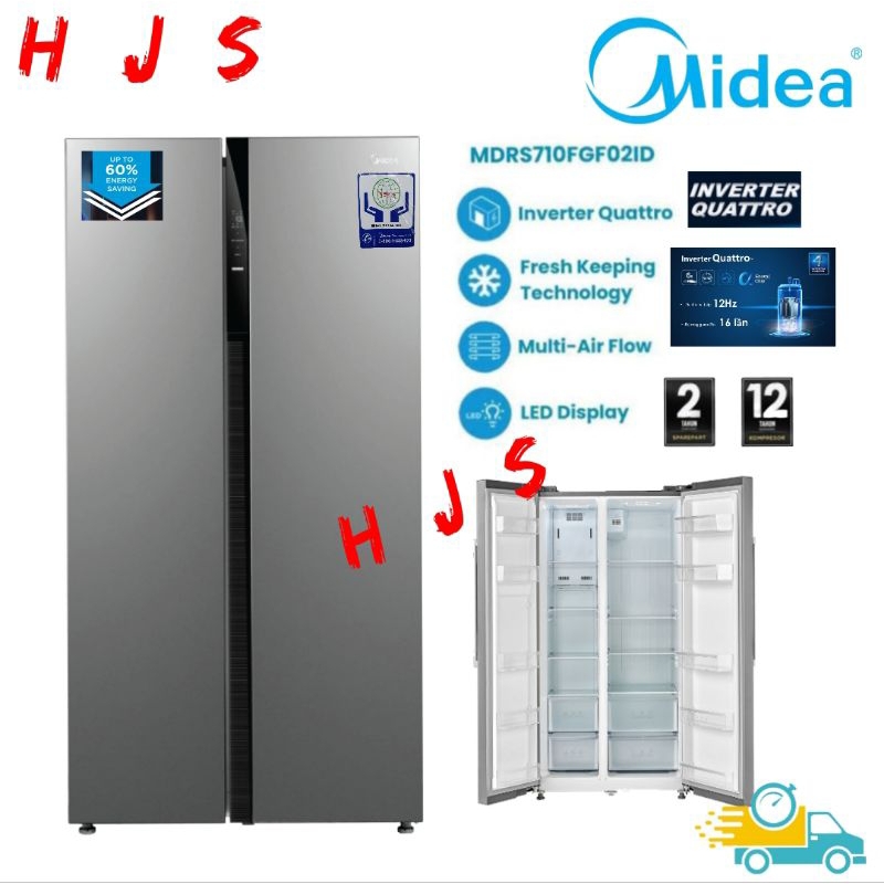 Jual KULKAS MIDEA SIDE BY SIDE 2 PINTU MDRS710FGF02ID INVERTER QUATTRO ...
