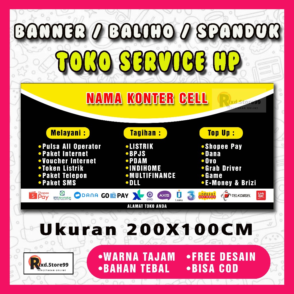 Jual BANNER SPANDUK TOKO KONTER 200x100CM BANNER BALIHO SPANDUK BENER ...
