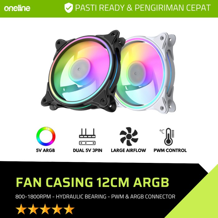 Jual Fan Casing 12CM ARGB Dual Ring | Socket PWM | Kipas Casing PC ...