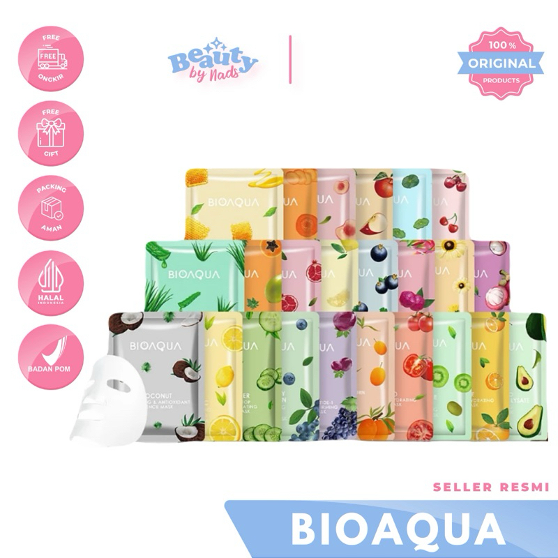 Jual [100 PCS] BIOAQUA SHEET MASK FRUITS & VEGGIES SHEETMASK | Shopee ...