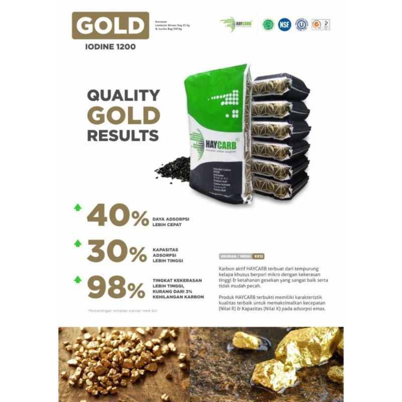 Jual karbon aktif Gold Mining iodine 1200 haycarb | Shopee Indonesia