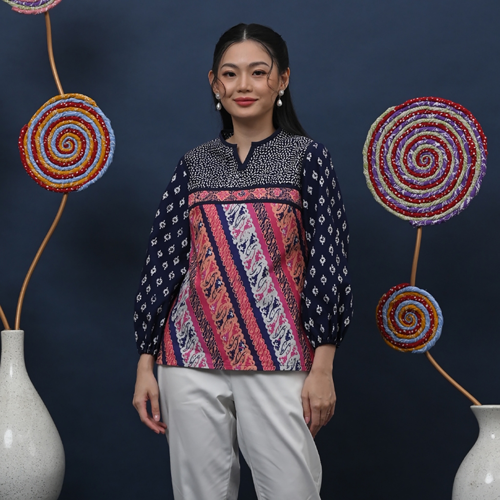 Jual NONA RARA - Ambar Permen T3235, Baju kerja blouse batik wanita ...
