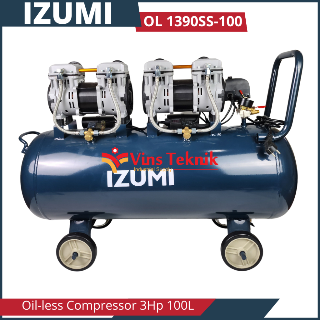 Jual Mesin kompresor Udara Oil-less Compressor 3HP 100L IZUMI OL 1390SS ...