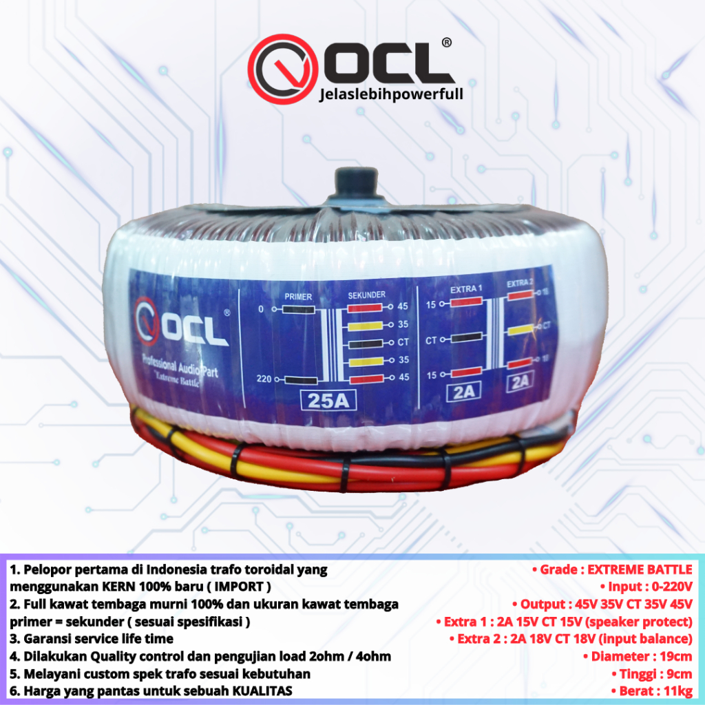Jual Trafo Toroid Donat OCL 25A CT 45V 55V 65V 75V Seri EXTREME BATTLE ...