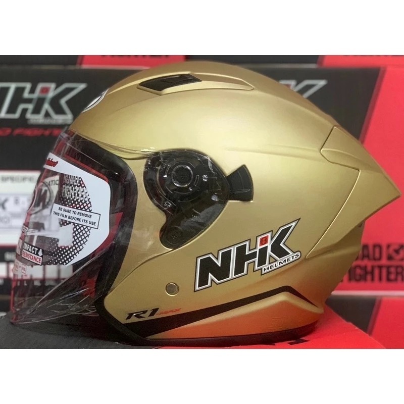 Jual NHK R1 MAX SOLID LIGHT GOLD DOFF HELM OPEN FACE DOBLE VISOR ...