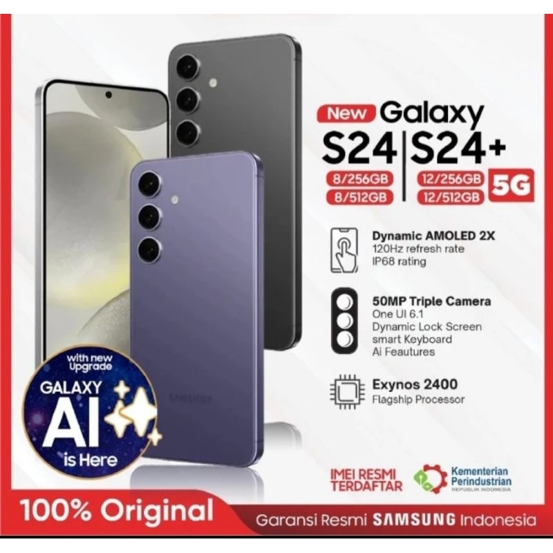 Jual SAMSUNG GALAXY S24+PLUS 5G RAM (12/256 DAN 12/512) SEGEL RESMI SAMSUNG | Shopee Indonesia