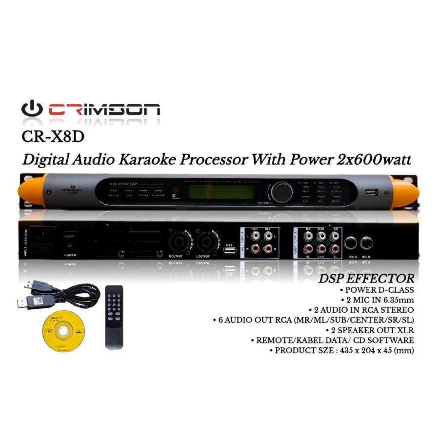 Jual Power amplifier Crimson CR X8D Digital Audio Karaoke Processor 2 x 600 Watt | Shopee Indonesia