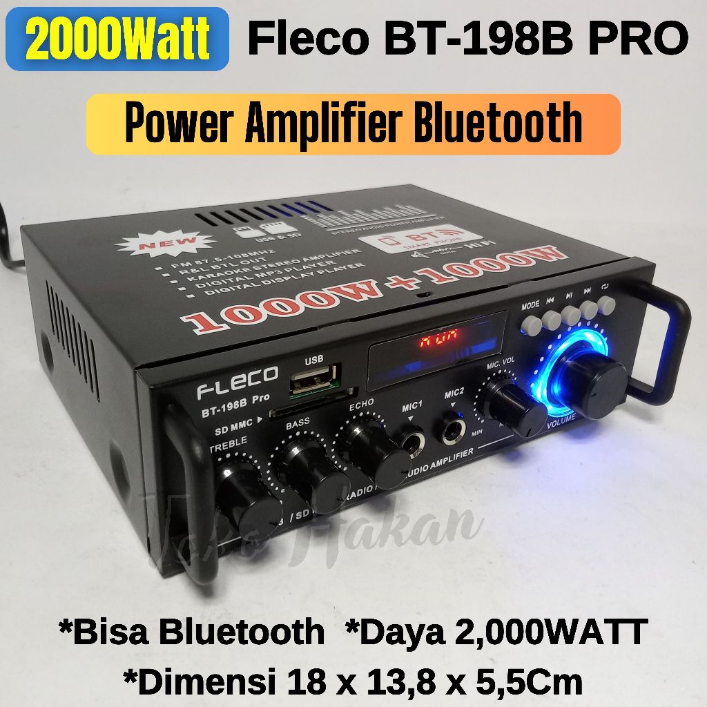 Jual Amplifier Bluetooth Fleco BT-198B PRO 2000W BISA BASS + TREBEL ...