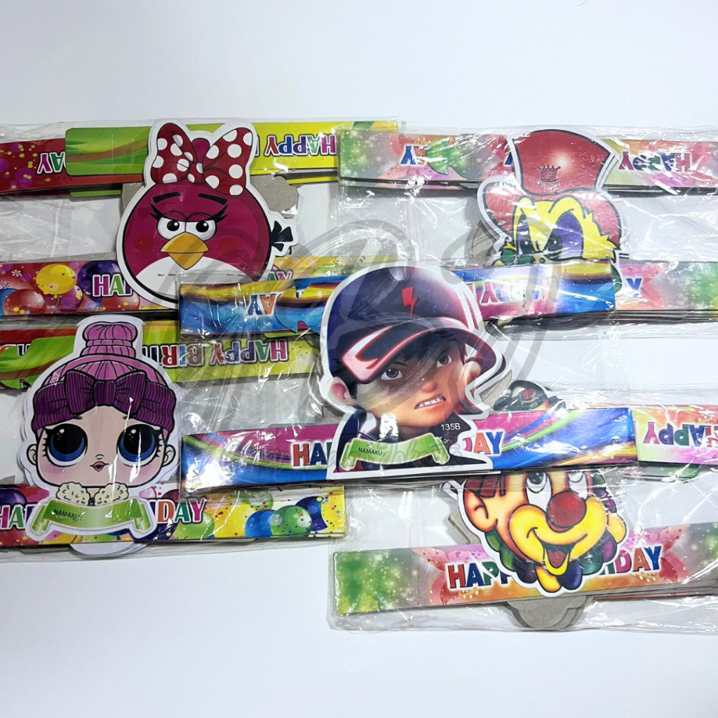 Jual (ISI 10 PCS) Topi Lingkar Ulang Tahun 2 / Topi Mahkota HBD ...