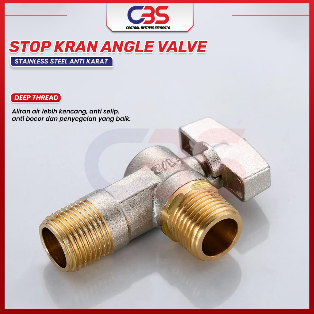 Jual Stop Kran Angle Valve Anti Karat SUS 304 1/2 dan 3/4 / Kran Buka ...