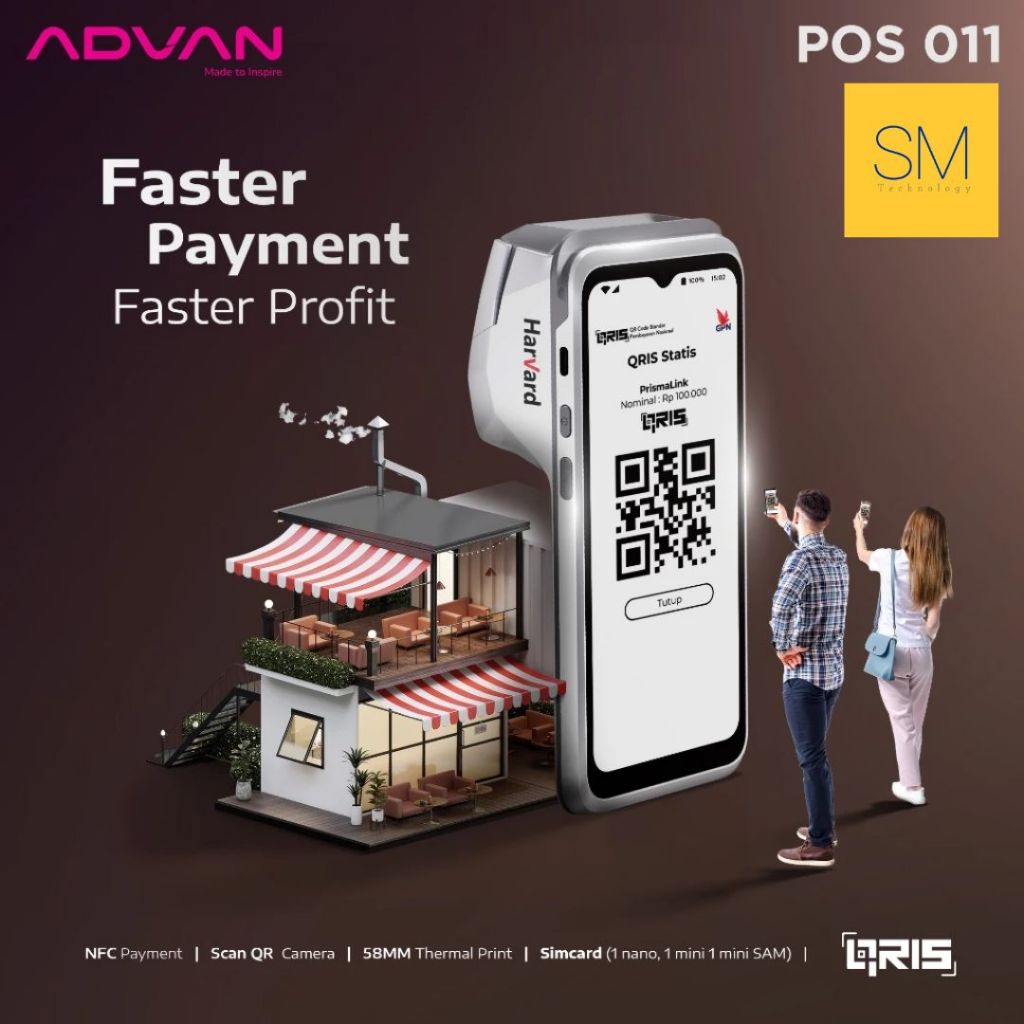 Jual ADVAN Harvard O11 Smart Mobile Pos Printer Cashier Android 4G LTE ...