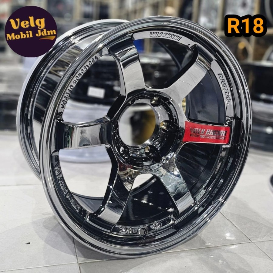 Jual velg mobil r18 TE37 BLACK CROME ET 0 velg ring 18 pajero triton fortuner hilux | Shopee ...
