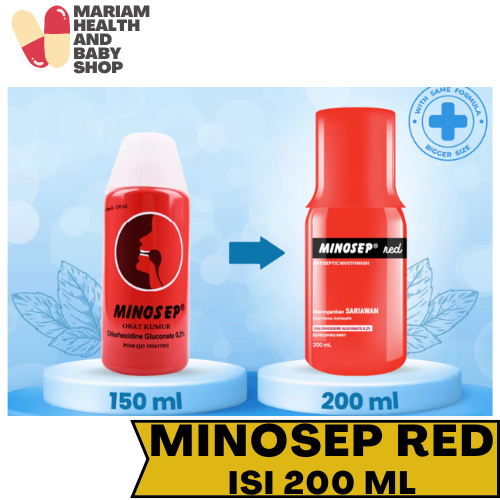 Jual Minosep Gargle Isi 150 ml, 60 ml / Minosep Red 200 ml, 60 ml ...