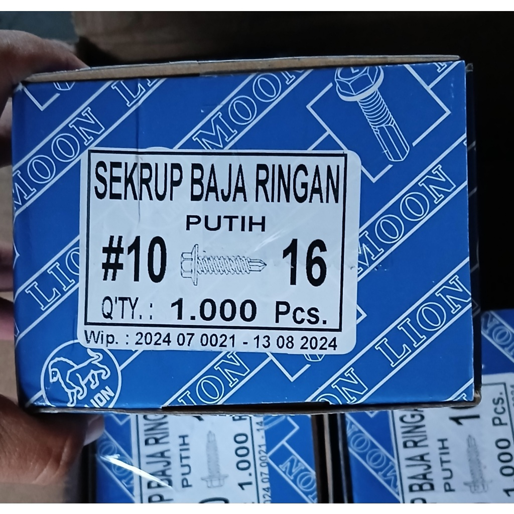Jual BAUT BAJA RINGAN 10 X 16 BOX ORIGINAL MOON LION / SEKRUP ROOFING PUTIH JUAL PER KOTAK ISI ...