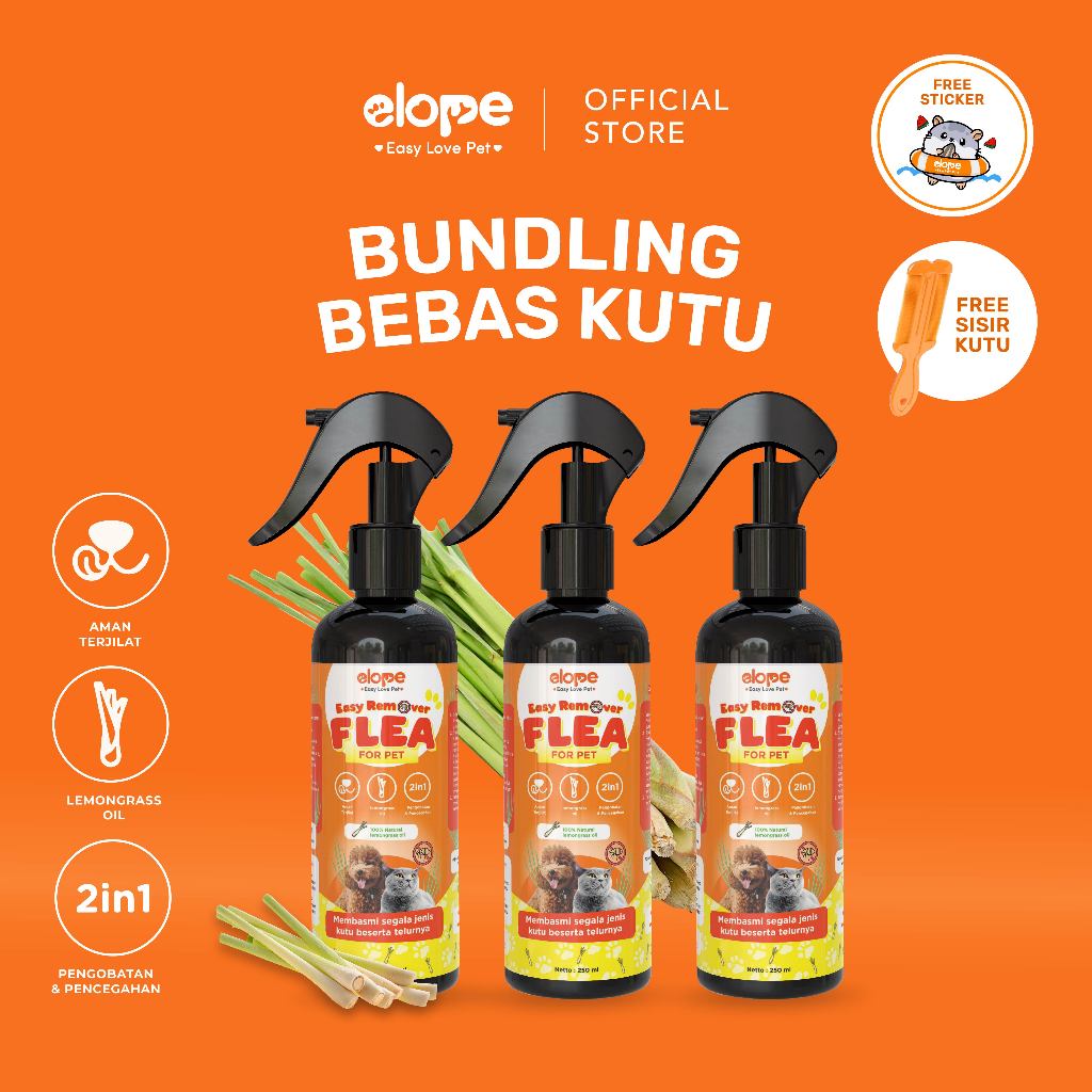 Jual ELOPE Paket Bundling Free Flea 2 in 1 Obat Spray Pembasmi Kutu ...