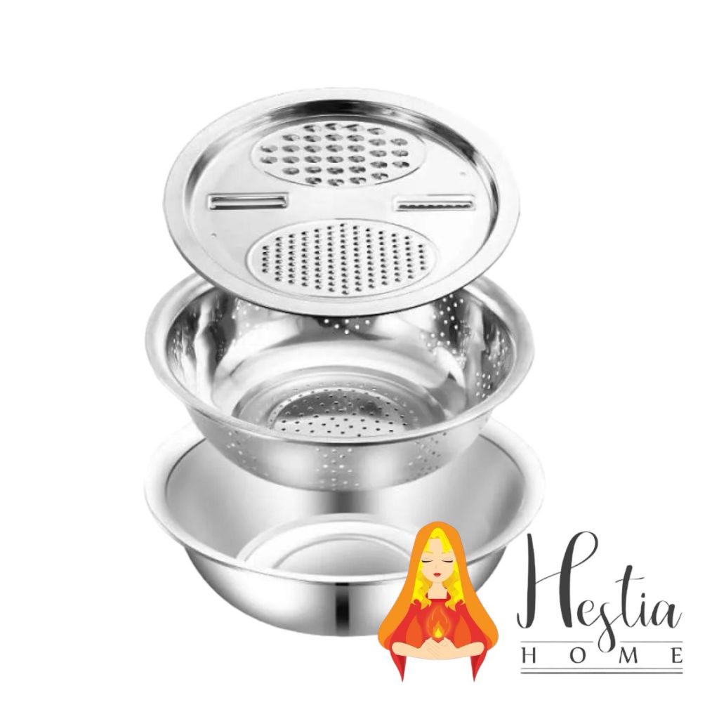 Jual HOME PRO Baskom 3 IN 1 Saringan Parutan Drain Basket Stainless 26 ...