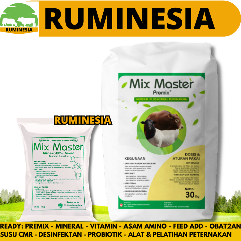 Jual MIX MASTER MINERAL PLUS HERBAL 30KG (1 SAK) - Premix Mineral ...