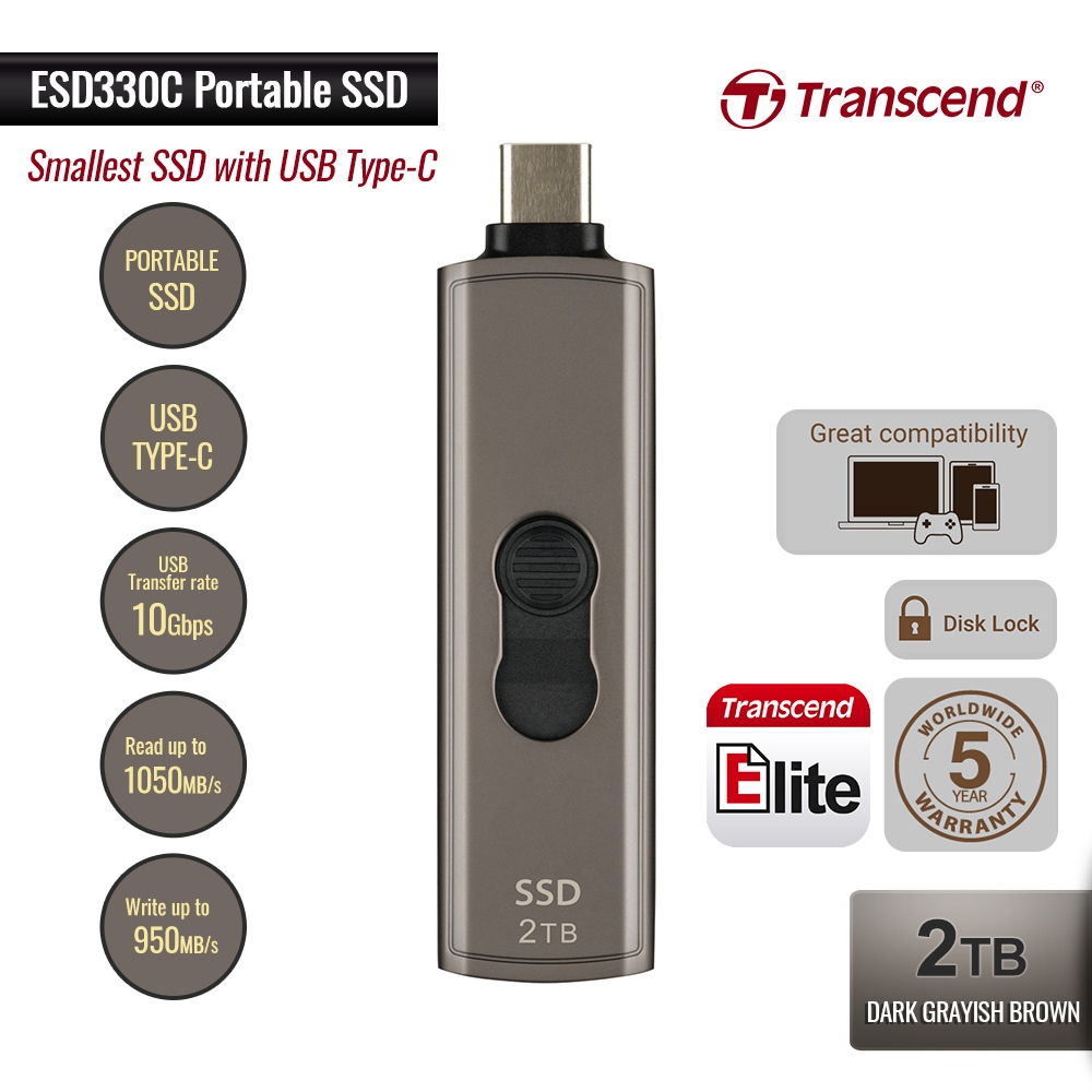 Jual Transcend ESD330C SSD Eksternal USB Type-C - 2TB | Shopee Indonesia