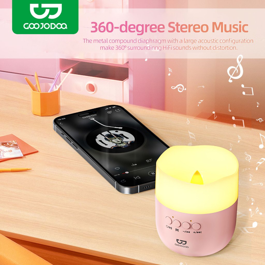 Jual GOOJODOQ Speaker Wireless Bluetooth 5.3 Warm Light 360 Stereo ...