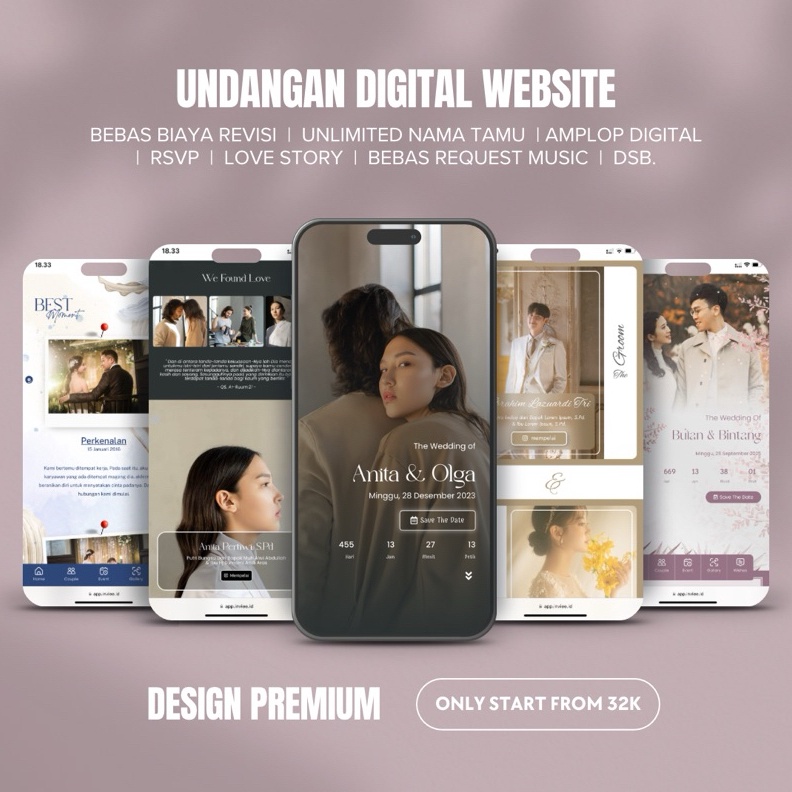 Jual Undangan Digital Website Pernikahan Tema Foto Tanpa Foto Undangan ...