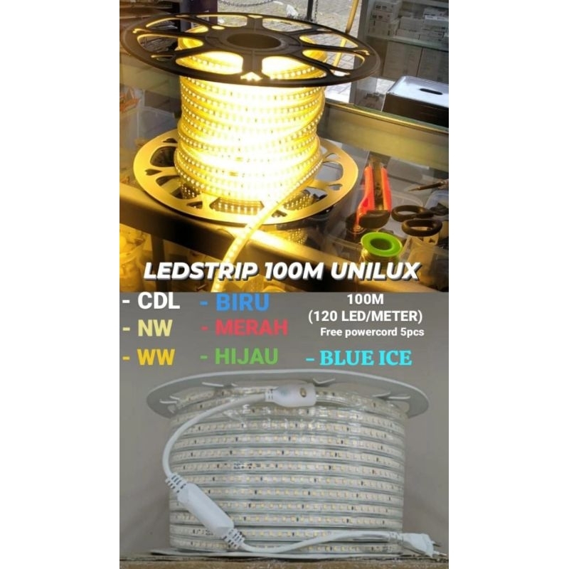 Jual unilux LED strip 10 mtr 220V LED STRIP LIGHT ULSAC 2835 | Shopee ...
