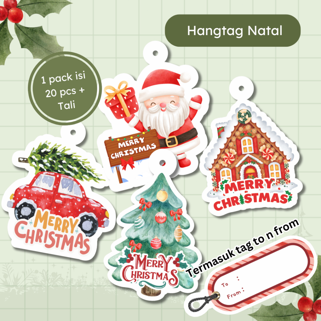 Jual Hangtag Bentuk Natal Tag Merry Christmas Hang Tag Natal Hampers ...