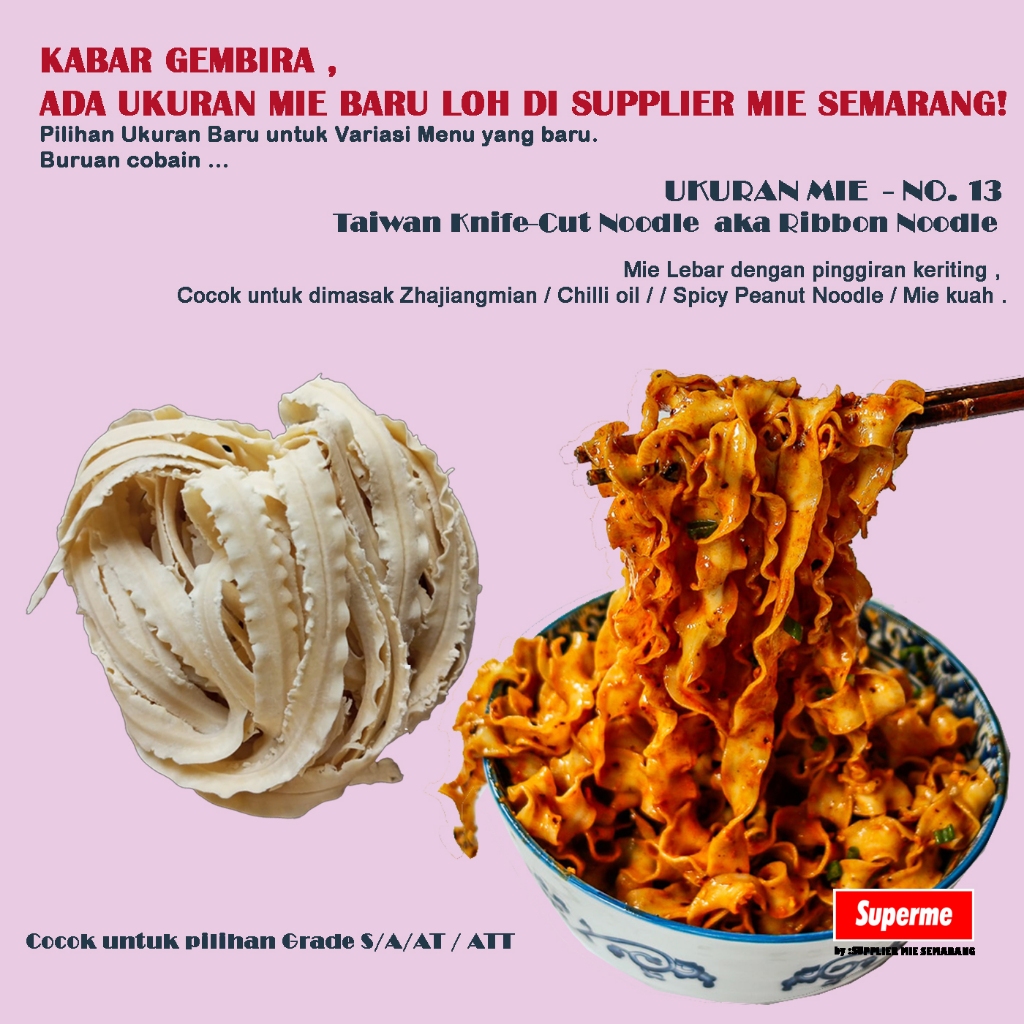 Jual Mie Lebar / Ribbon Noodle / Taiwan Knife cut noodle / mie keriting ...