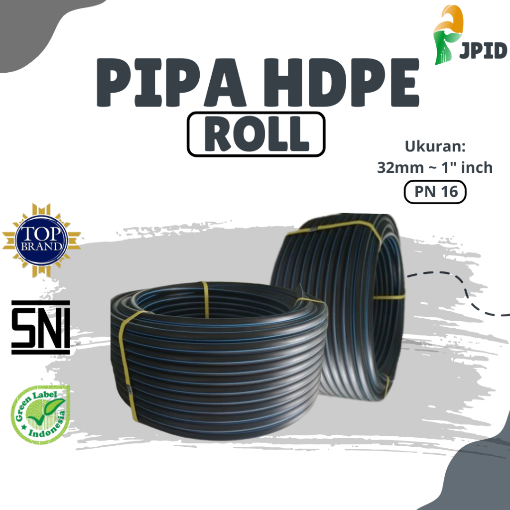 Jual Pipa HDPE Uk 1" (32mm) PN 16 Hitam Strip Biru | Shopee Indonesia