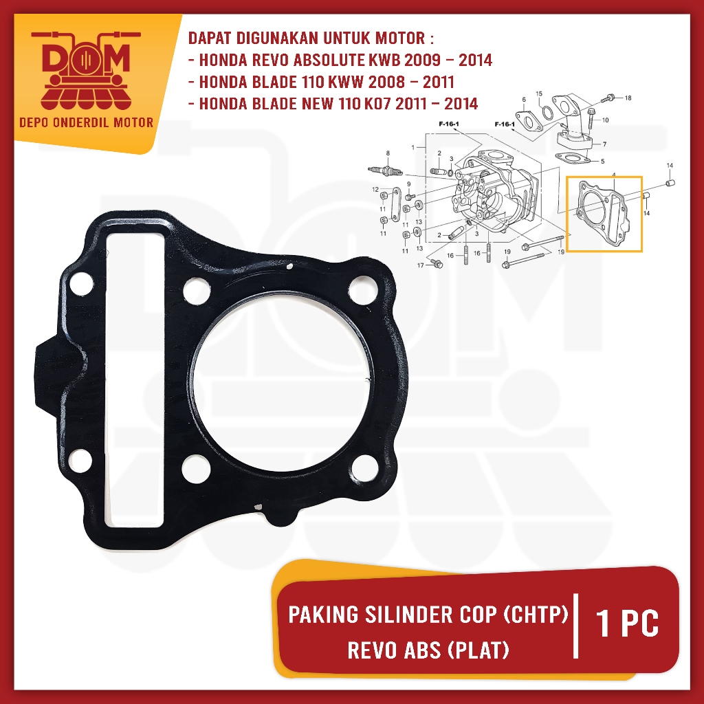 Jual Paking Silinder Cop Revo Absolute (PSP) CHTP Gasket Head Cylinder Kop Honda Absolut Blade ...
